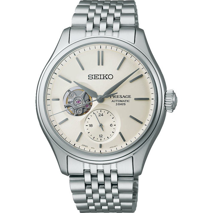 SEIKO PRESAGE AUTOMATIC CLASSIC SERIES 'SHIRO-IRO' OPEN HEART SPB469 S ...